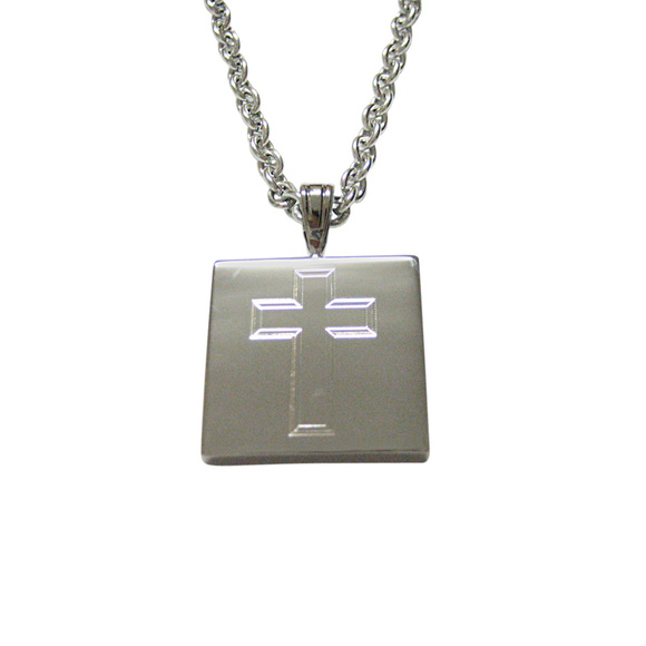 Kiola Designs | Jewelry | Silver Toned Etched Double Cross Pendant ...